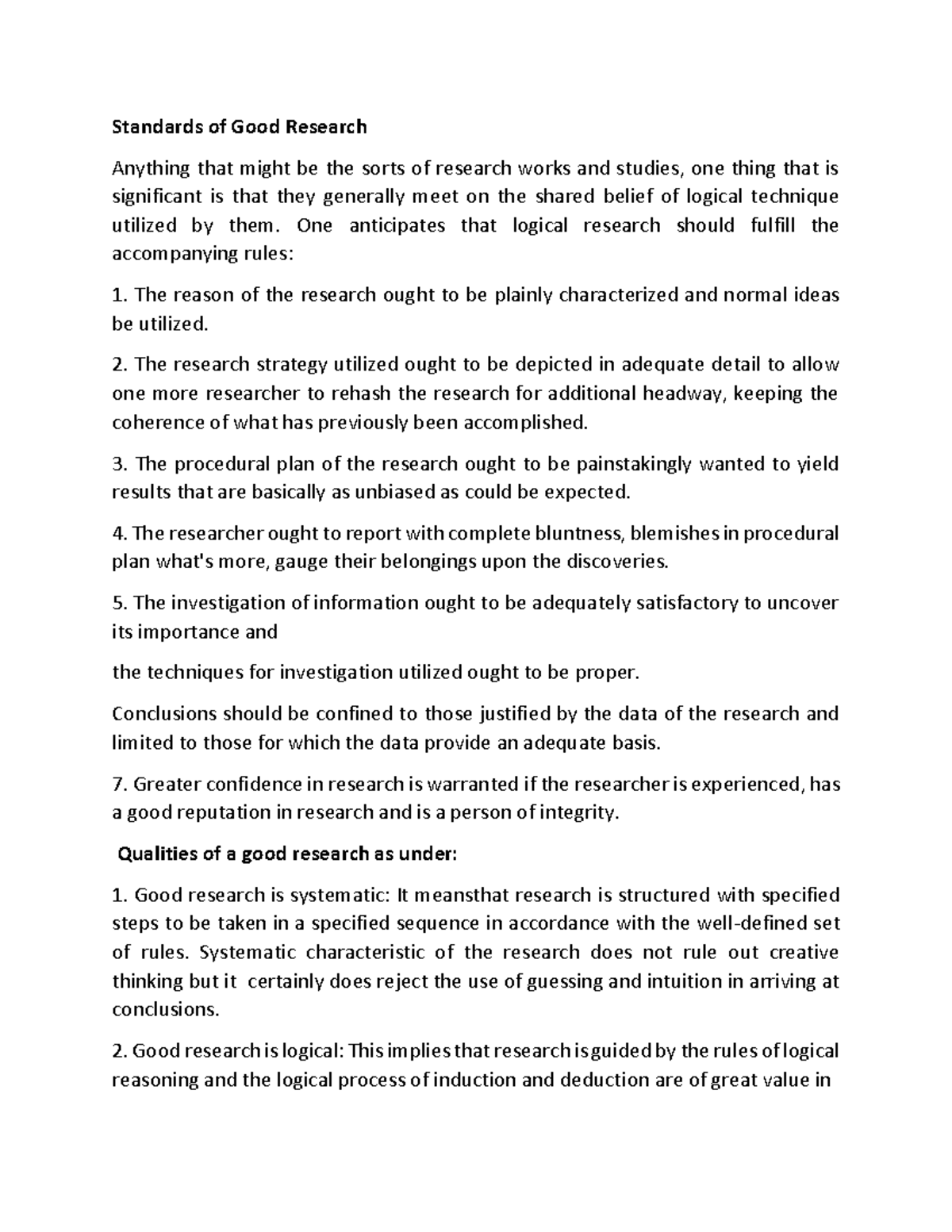 Standards of good research - Research Methodology - KTU - Studocu