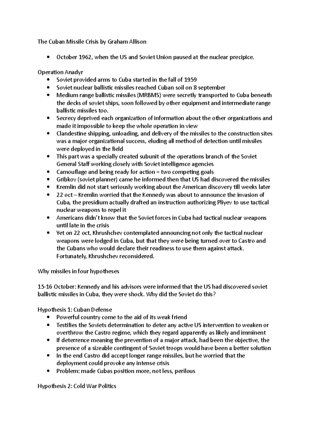 The Cuban Missile Crisis by Graham Allison - Operation Anadyr Soviet ...