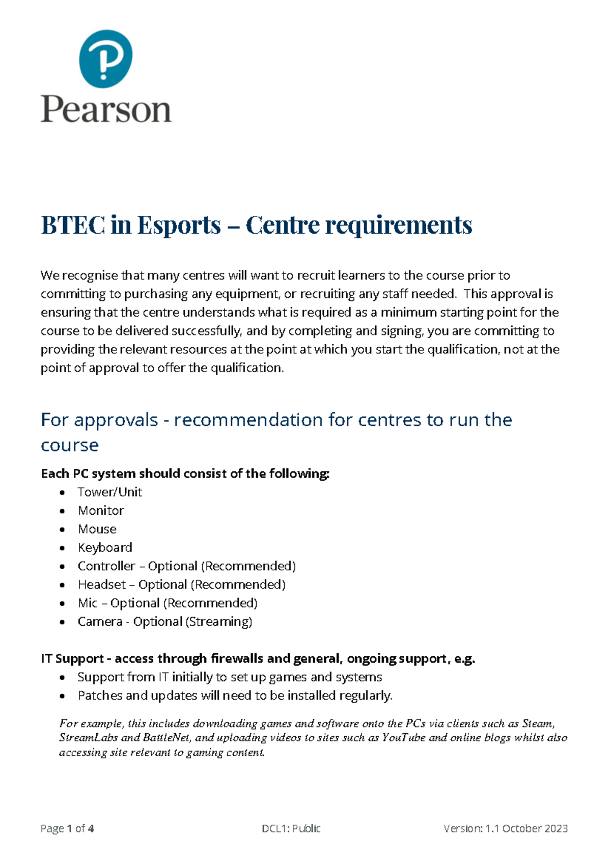 Btec esports centre requirements updated 2023 - BTEC in Esports ...