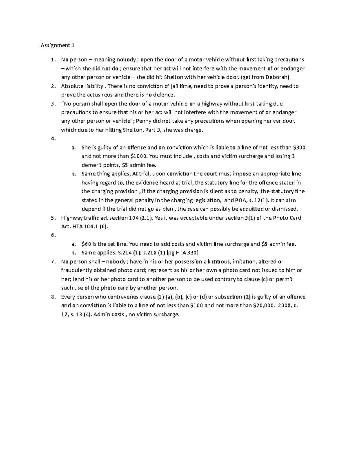 POA assignment 1 draft - I had Brad for this course. - Assignment 1 No ...