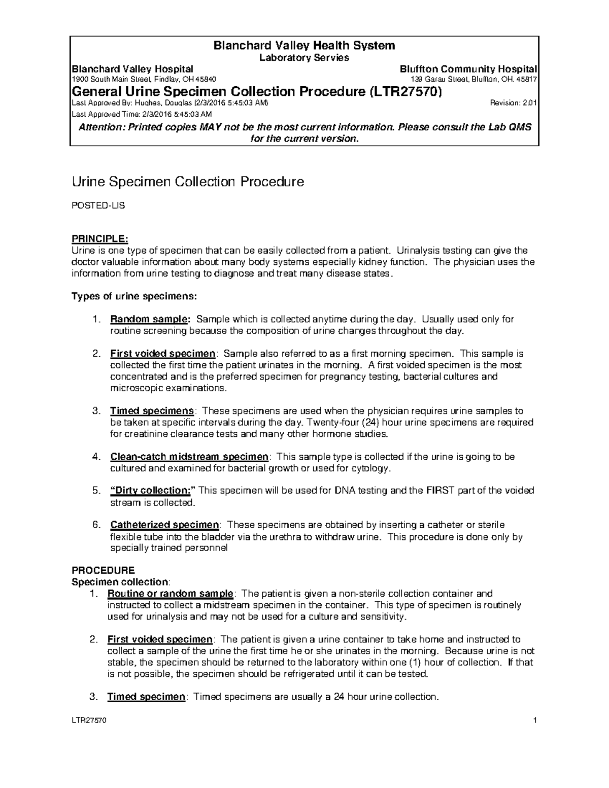General Urine Specimen Collection - Blanchard Valley Health System ...
