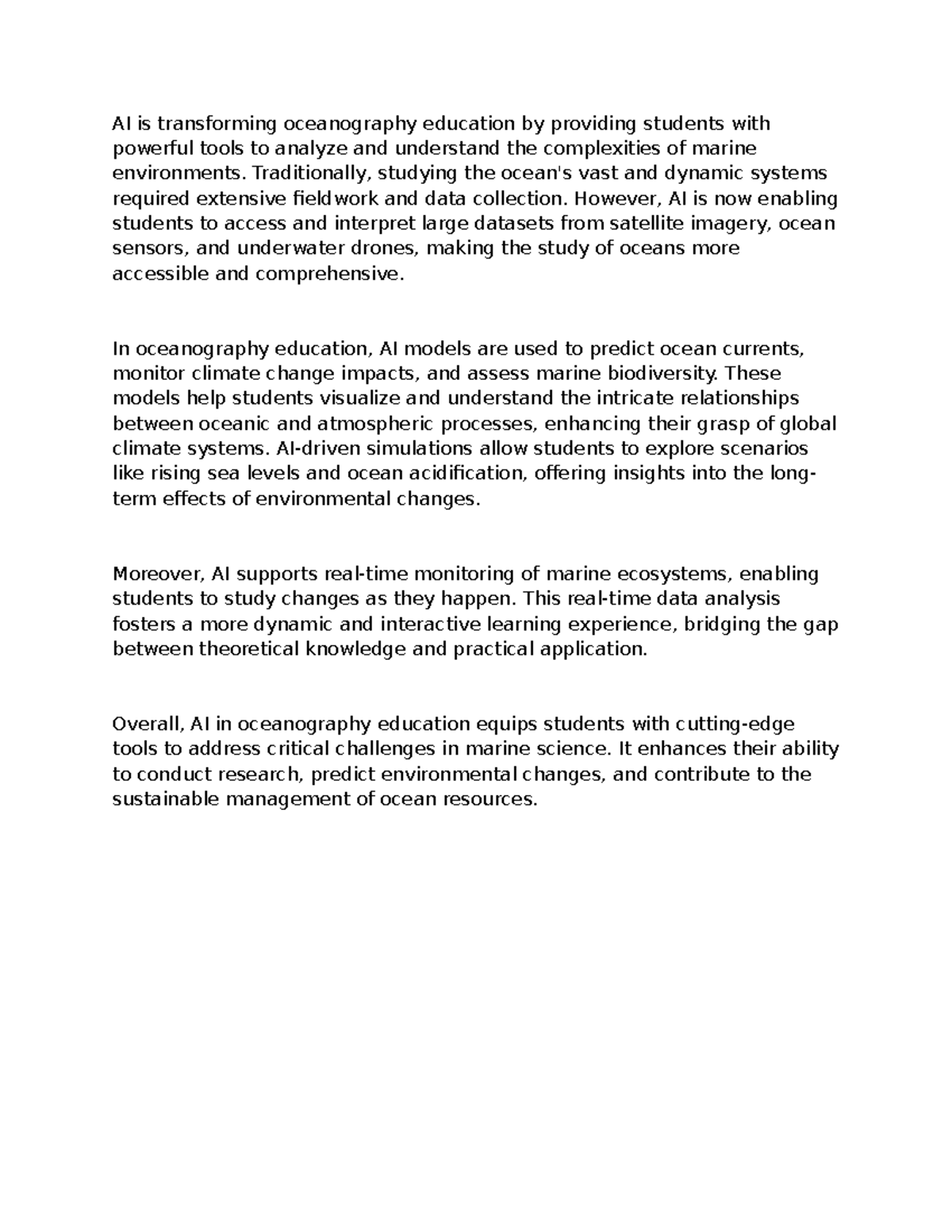 AI is transforming oceanography education by providing students with ...