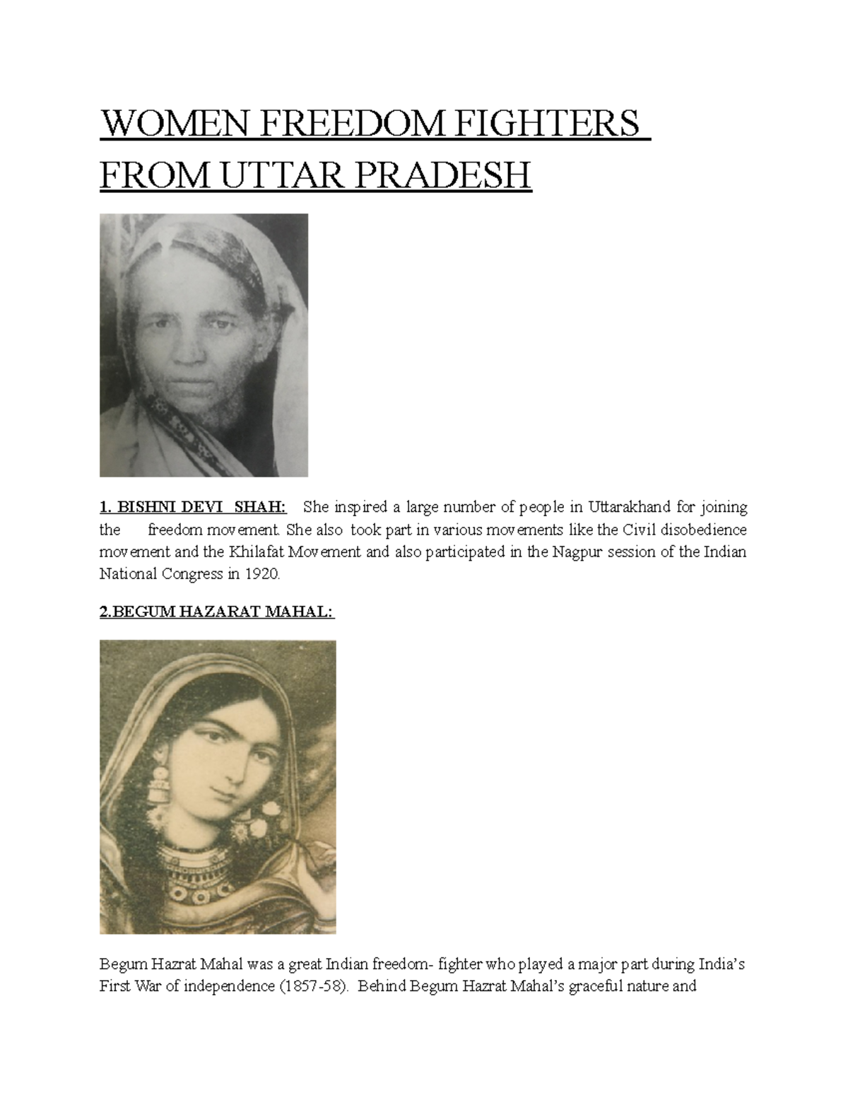Women%20 Freedom%20 Fighters%20FROM%20 Uttar%20 Pradesh%201 - WOMEN ...