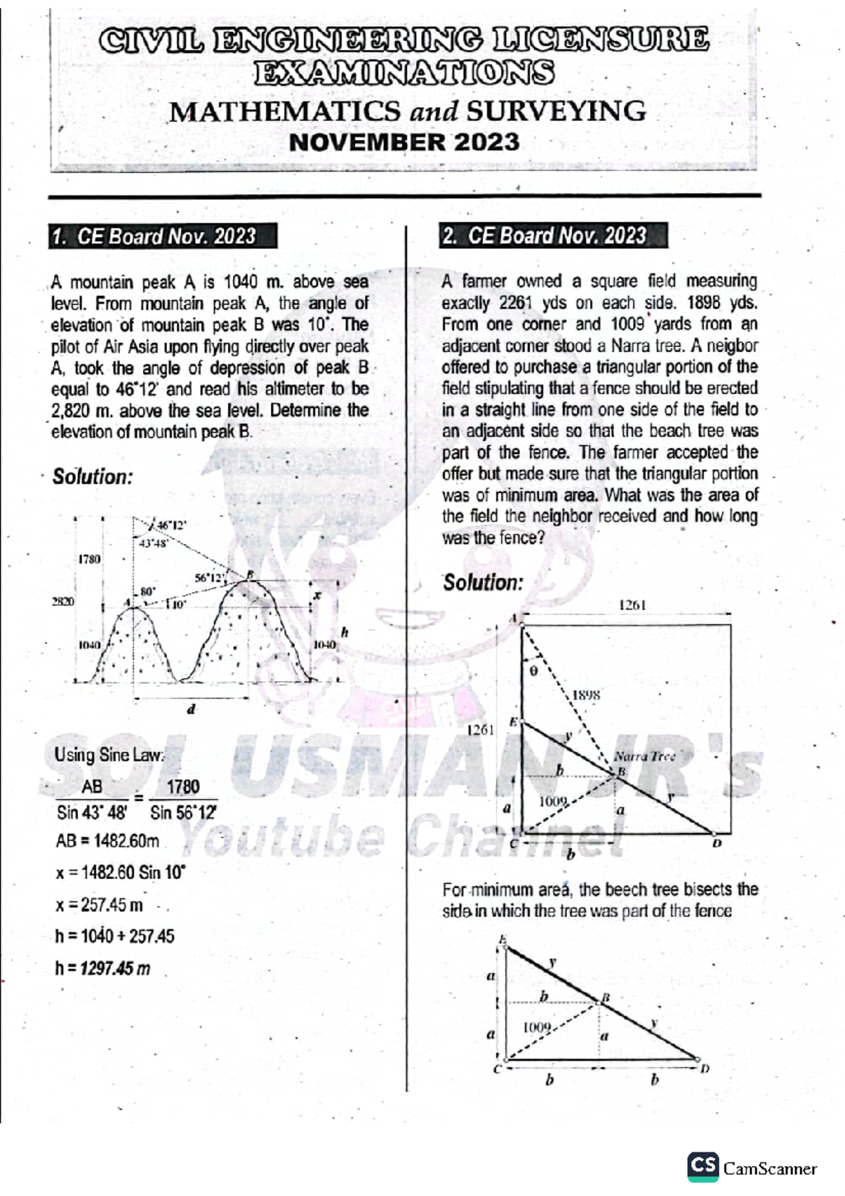 MSTE-NOmbV-2023 - CIVIL ENGINEERING LICENSURE EXAMINATIONS MATHEMATICS ...