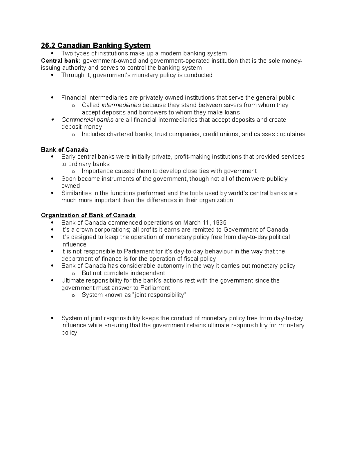 Canadian Banking System - Studocu