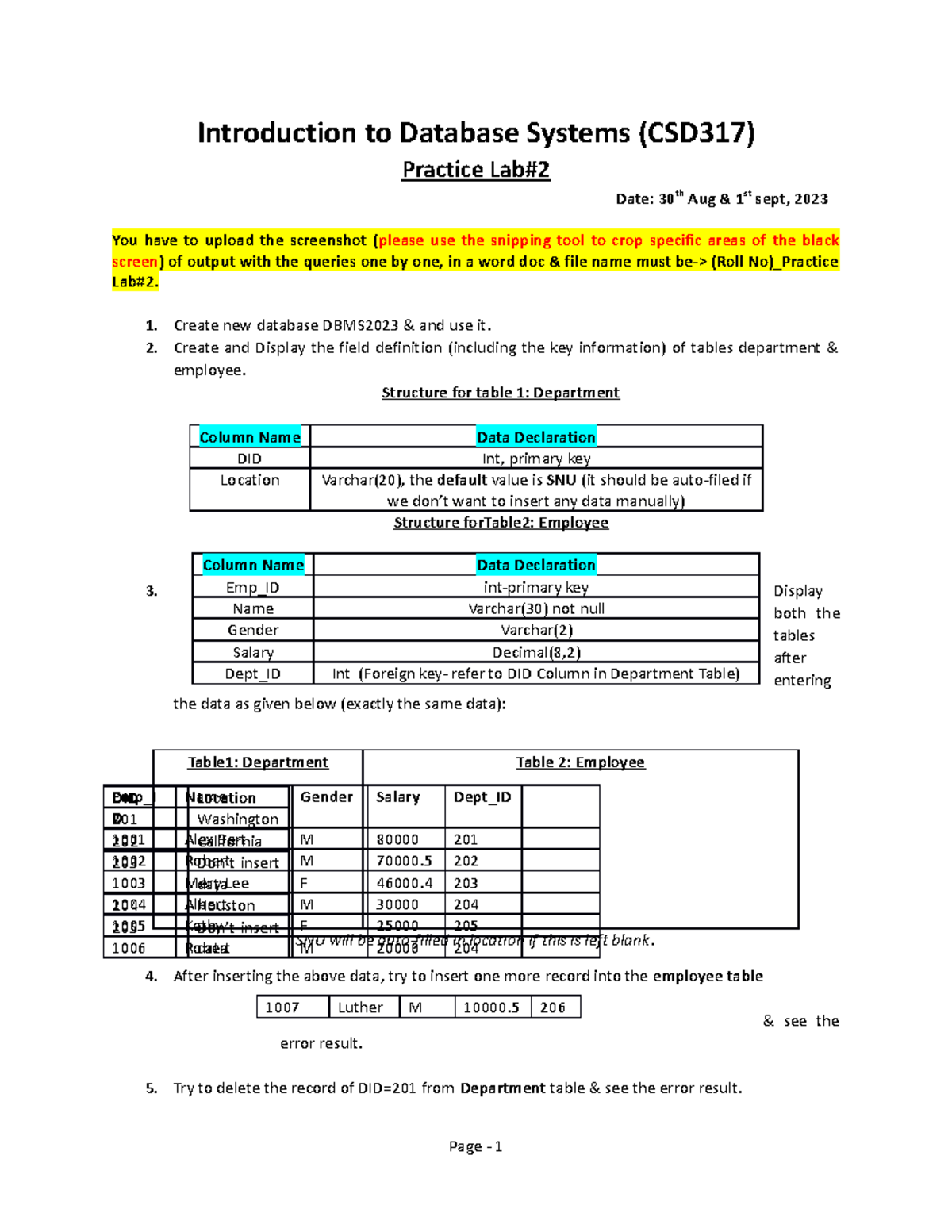 Practice Lab2 This Answers Klab Questions Introduction To Database Systems Csd317
