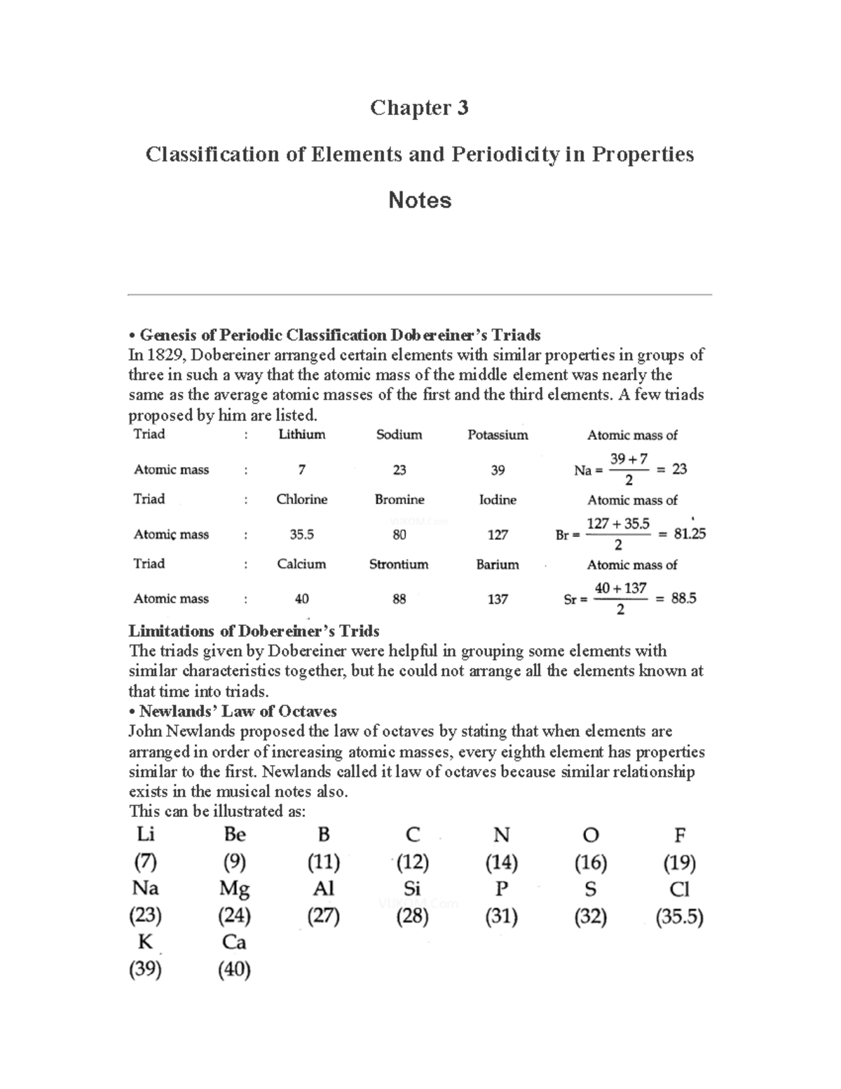 Chapter 3 Notes Classification OF Elements AND Periodicity IN ...
