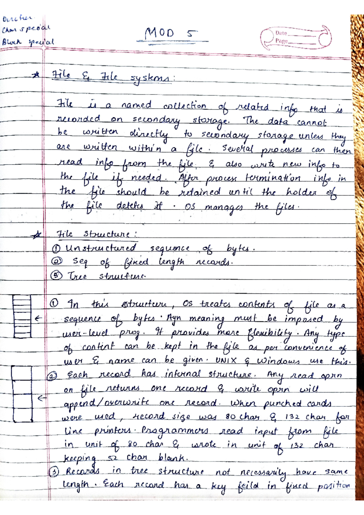 SEM 4 Operating Systems Module 5 notes - outfor Char special MOD 5 Date ...