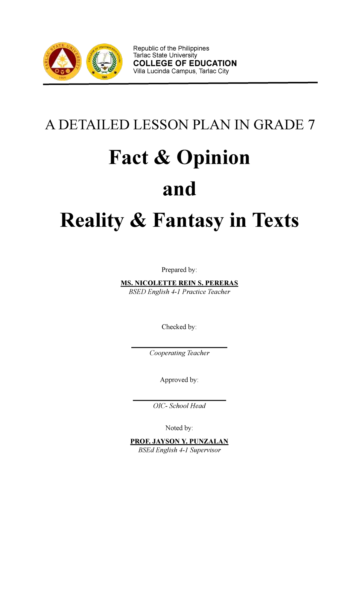 A Detailed Lesson PLAN IN Grade 7 - A DETAILED LESSON PLAN IN GRADE 7 ...