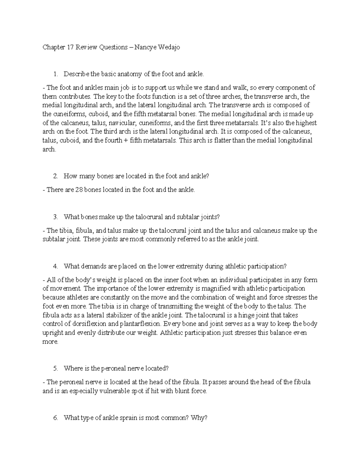 Chapter 17 Review France Questions - Chapter 17 Review Questions – Nancye Wedajo 1. Describe the ...