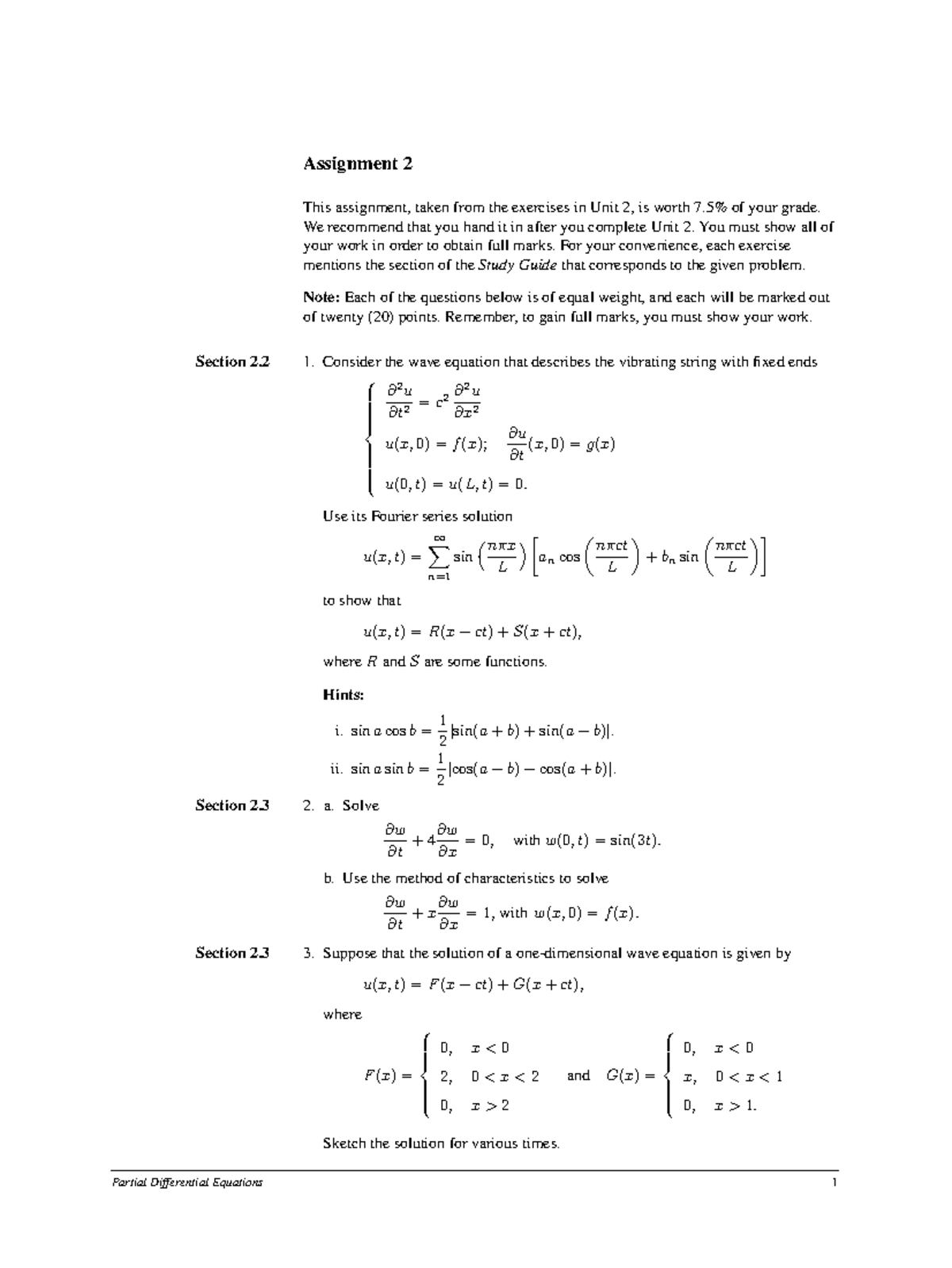 Assignment 02 - Assignment 2 This assignment, taken from the exercises ...