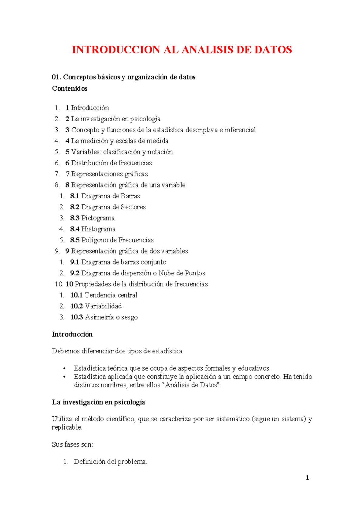 Introduccion AL Analisis DE Datos - INTRODUCCION AL ANALISIS DE DATOS 01. Conceptos básicos y ...