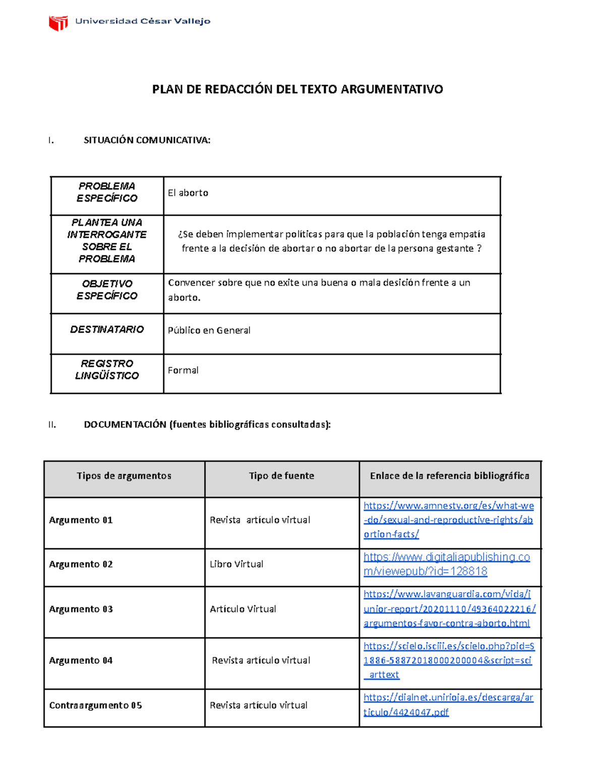 Esquema PLAN DE Redacción DEL Texto Argumentativo - PLAN DE REDACCIÓN ...