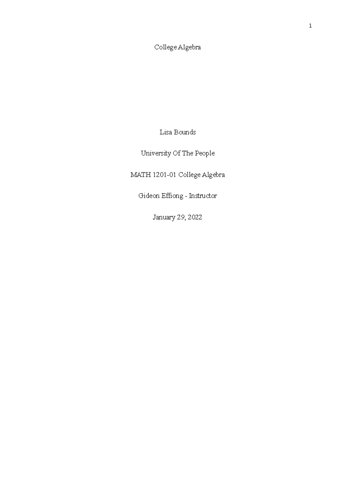 Math 1201 Discussion Form Unit 1 show a relationship between the x and ...
