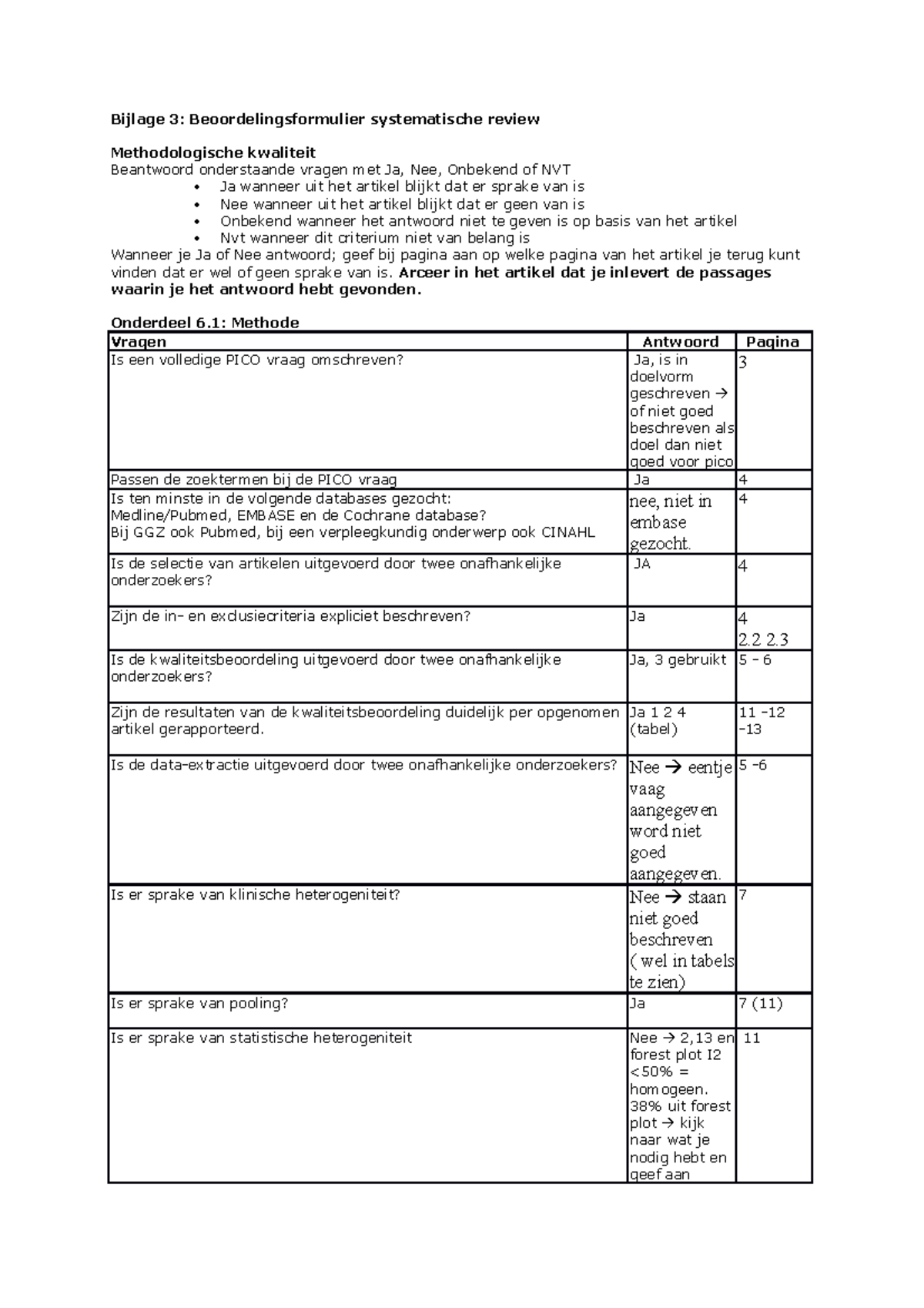 Kwaliteitsbeoordeling systematic review - Bijlage 3 ...