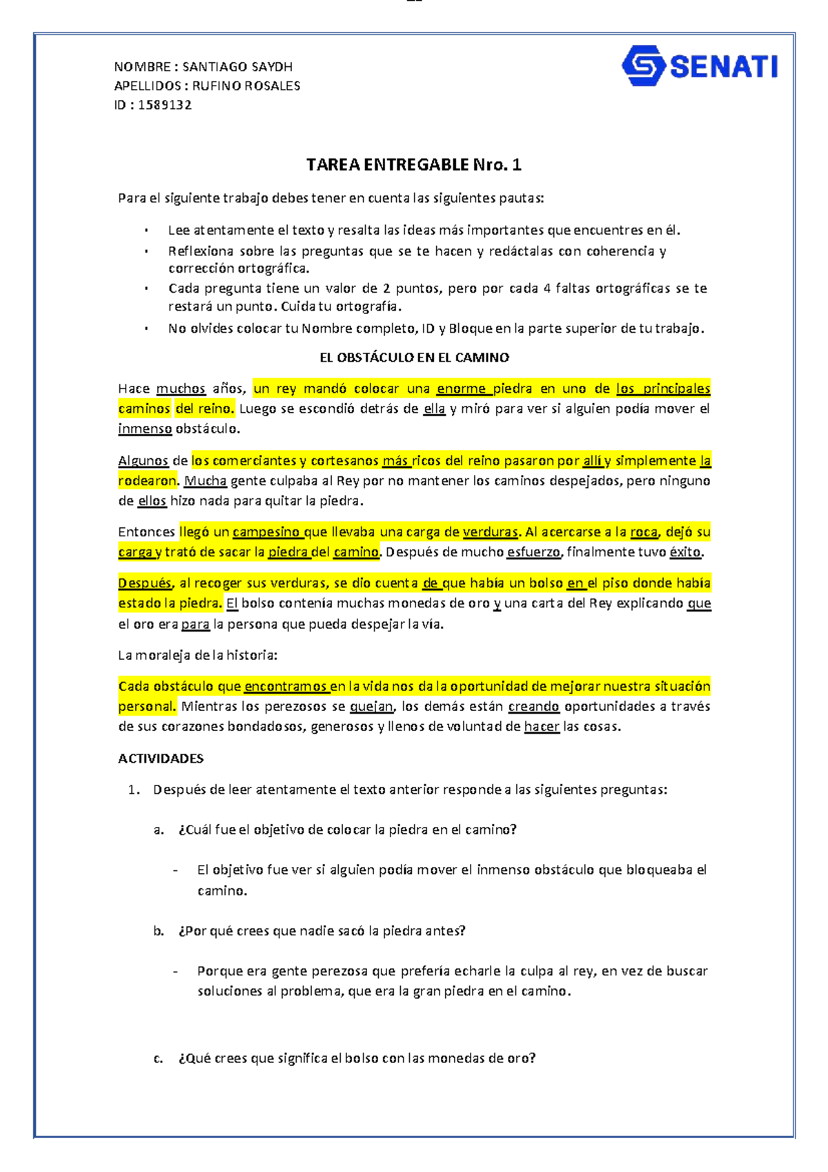 Entregable 01 Comunicacion. PDF - lOMoAR cPSD| 39306869 TAREA ENTREGABLE Nro. 1 Para el ...