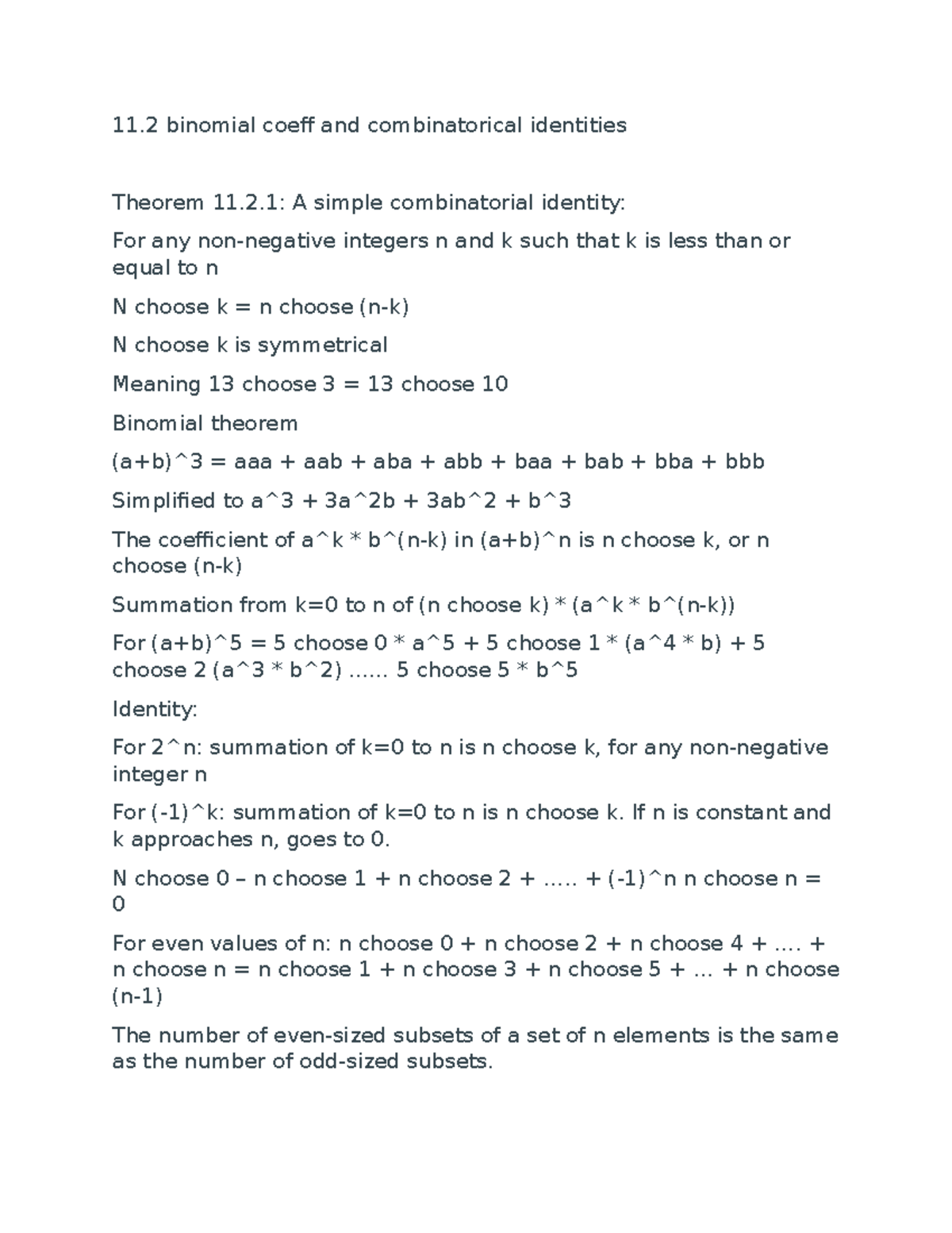Ch11 Chapter 11 Advanced Counting Prof Tugce Ozdemir 11 Binomial
