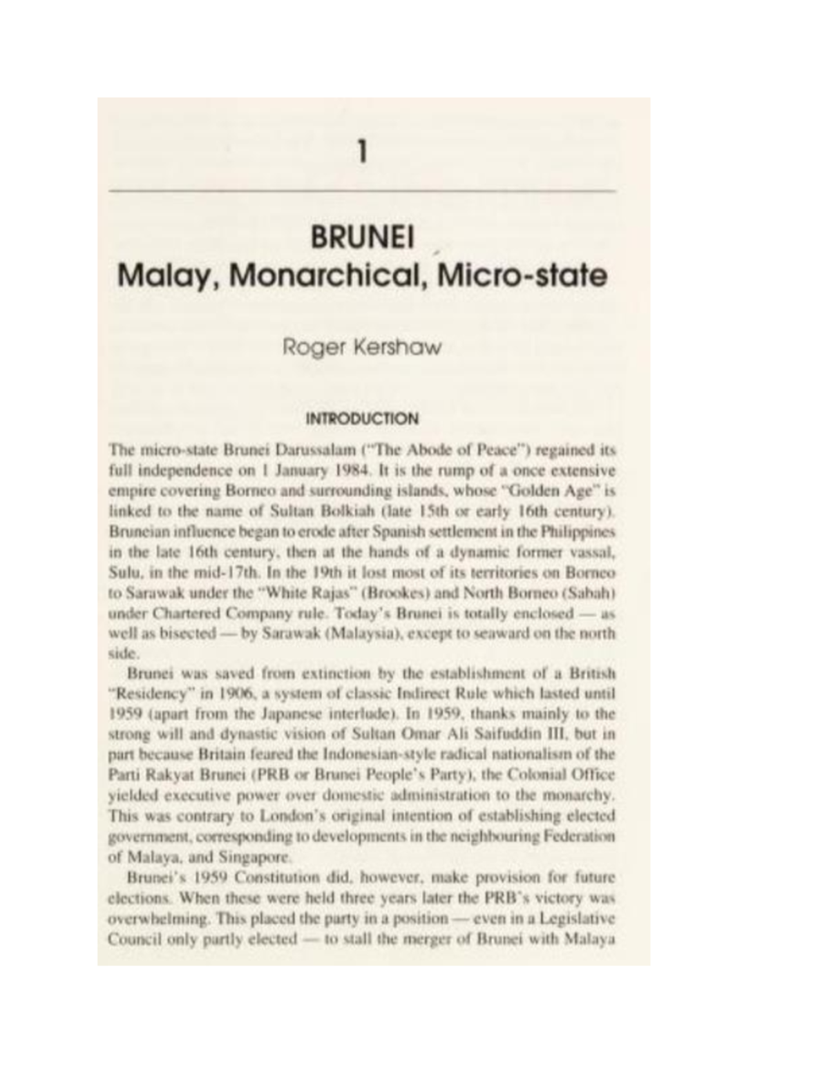 Brunei - This is an excerpt of a book about the government and politics ...