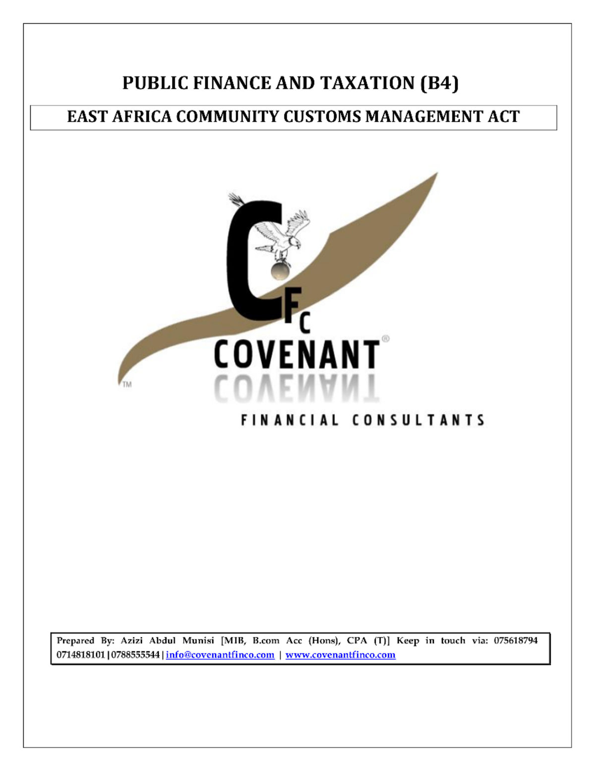10. EAST Africa Community Customs Management ACT - Contemporary issue ...