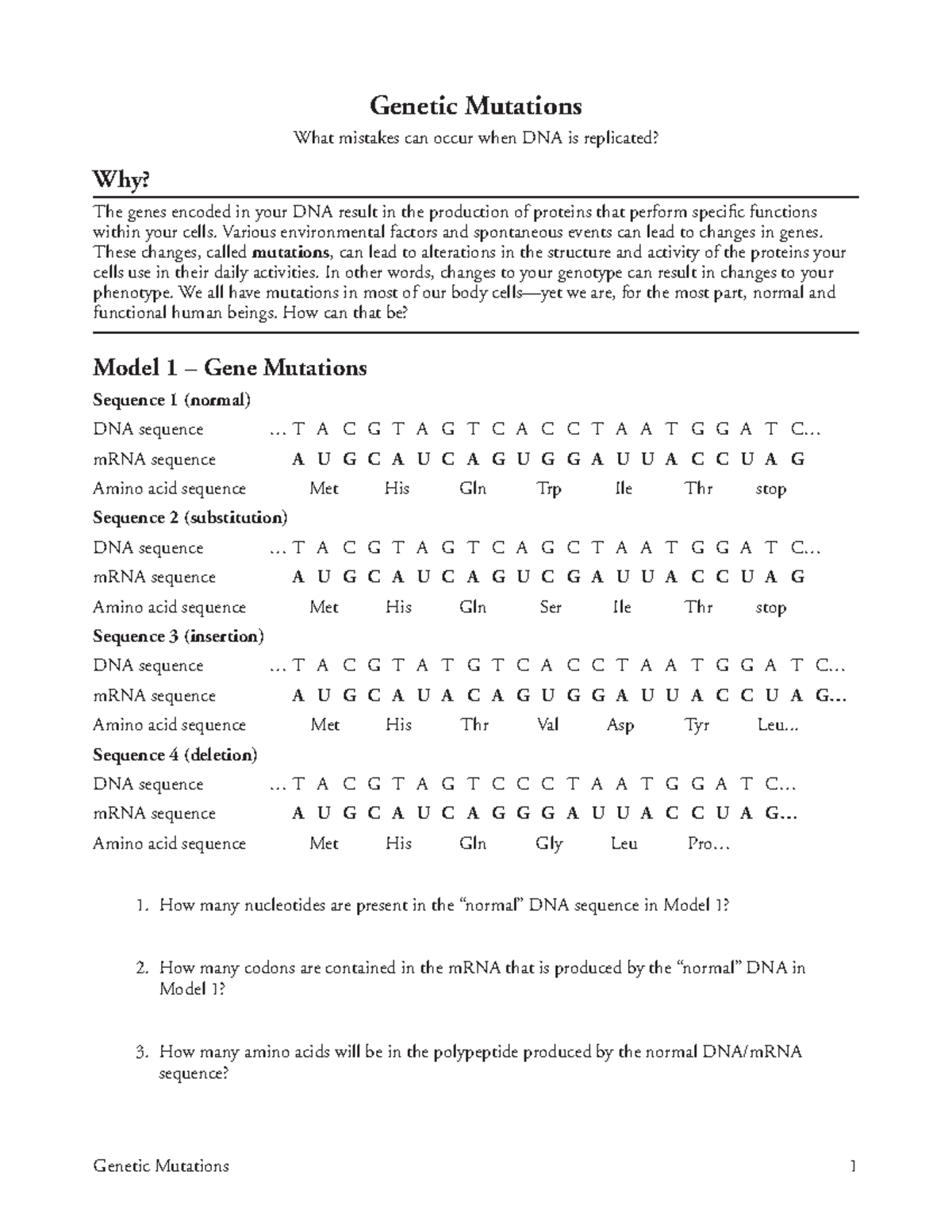 16 Genetic Mutations S Genetic Mutations 1 Genetic Mutations What Mistakes Can Occur When Dna