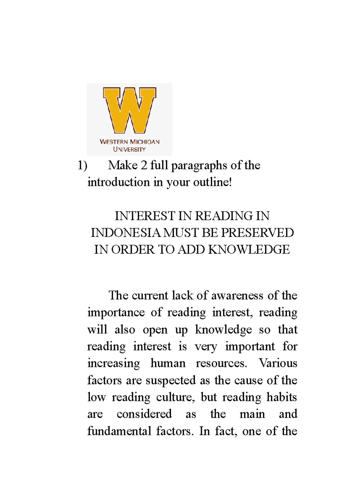 9 - business - Make 2 full paragraphs of the introduction in your ...