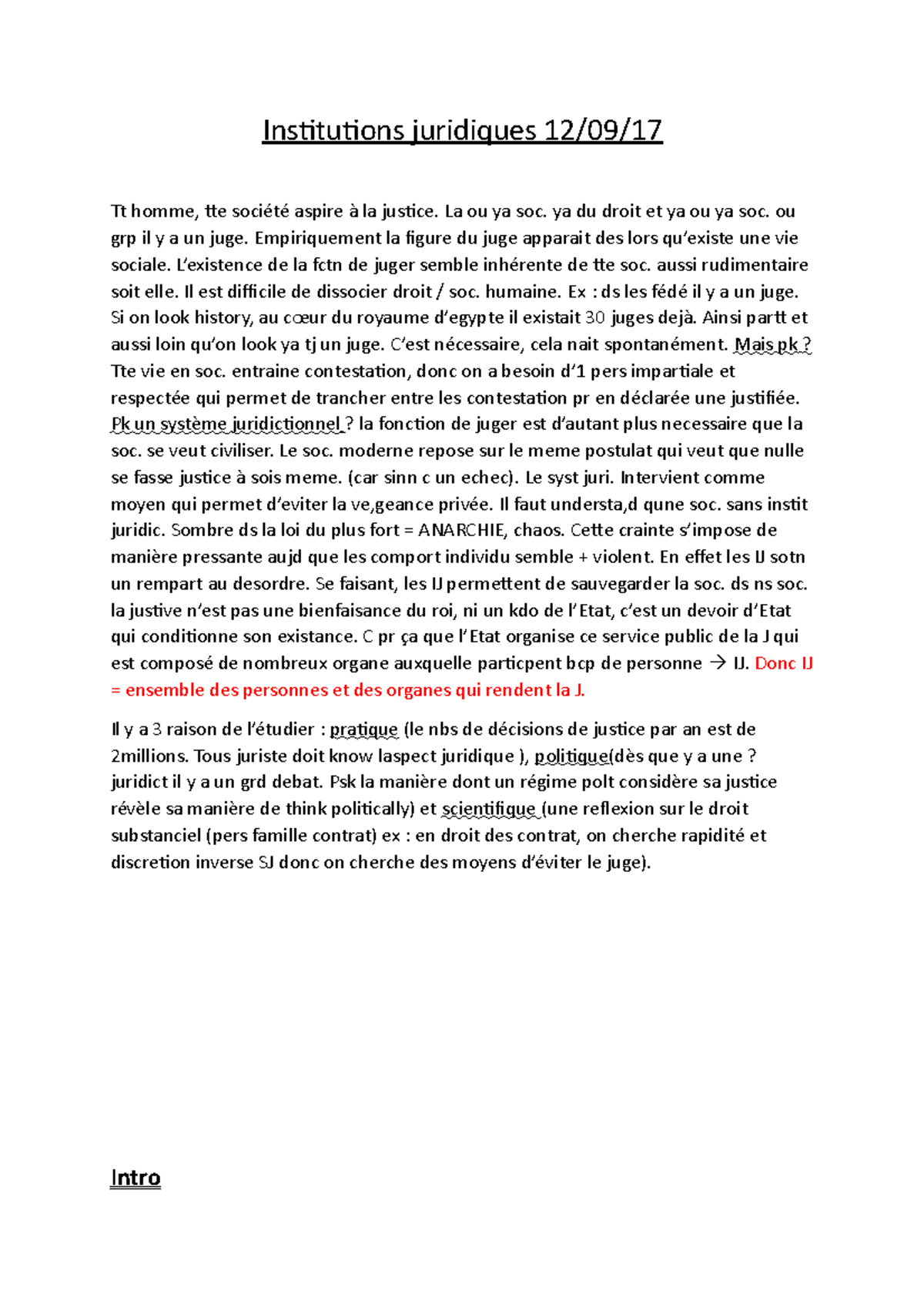 Partie 1 les missions de la justice - Institutions juridiques 12/09/17 ...