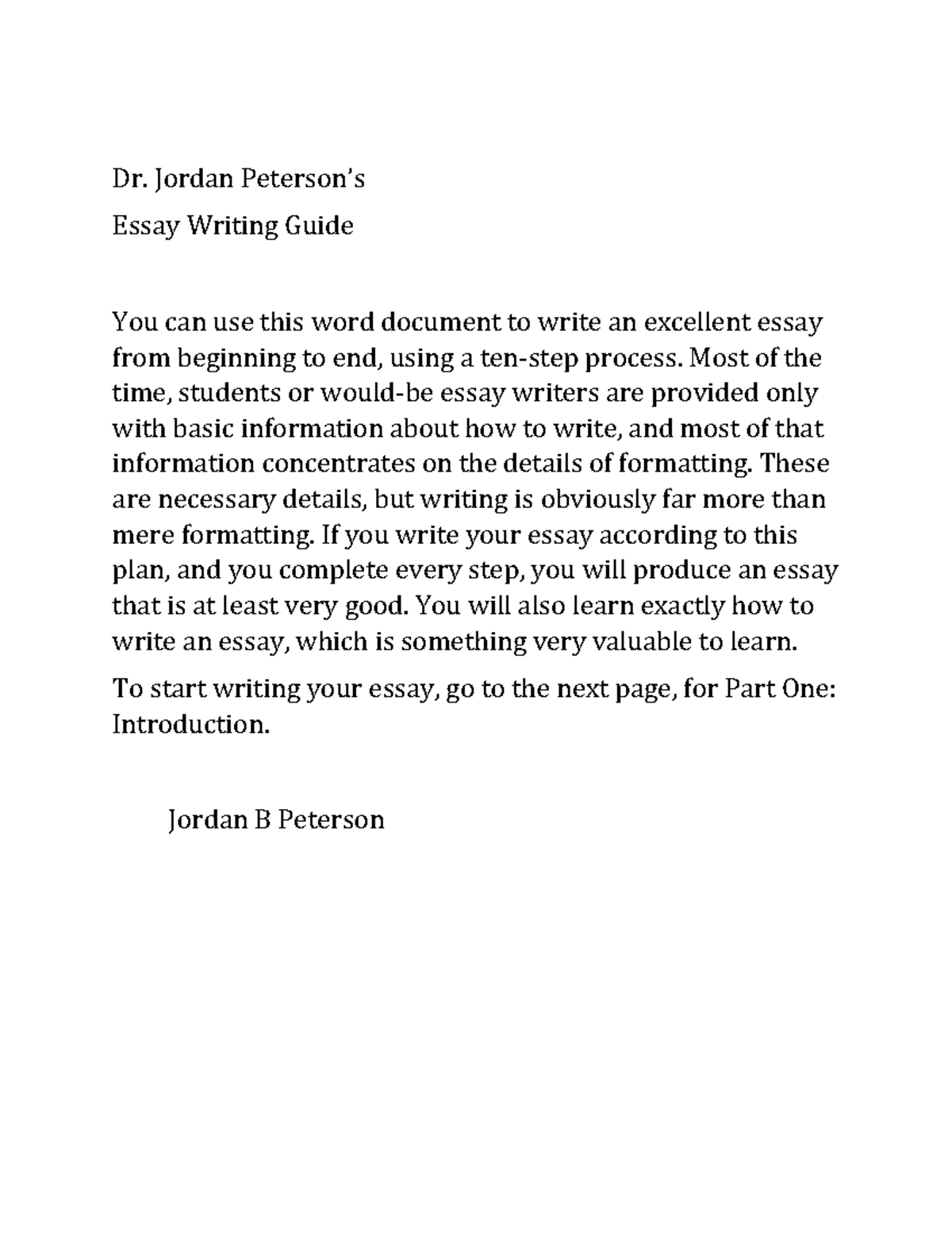 Jordan-Peterson-Essay Writing Guide - Dr. Jordan Peterson’s Essay ...