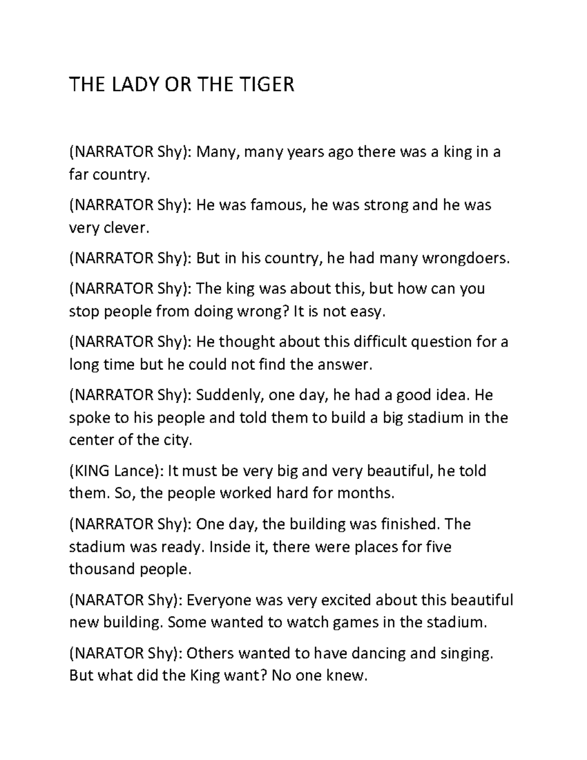 THE LADY OR THE Tiger - xbhdrt6ie46i4w6i6itrtejy - THE LADY OR THE ...