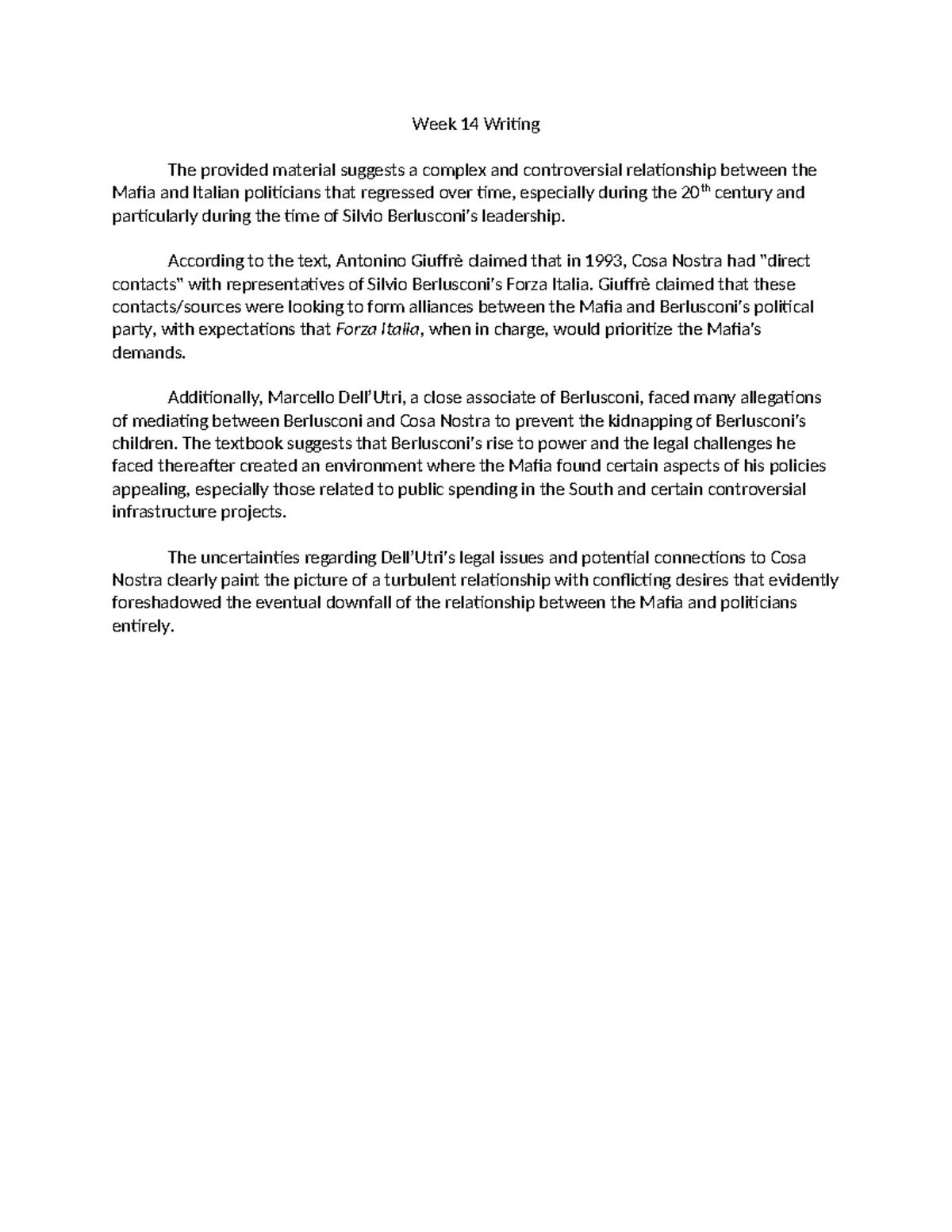 Week 14 Writing - An outline of information - Week 14 Writing The ...