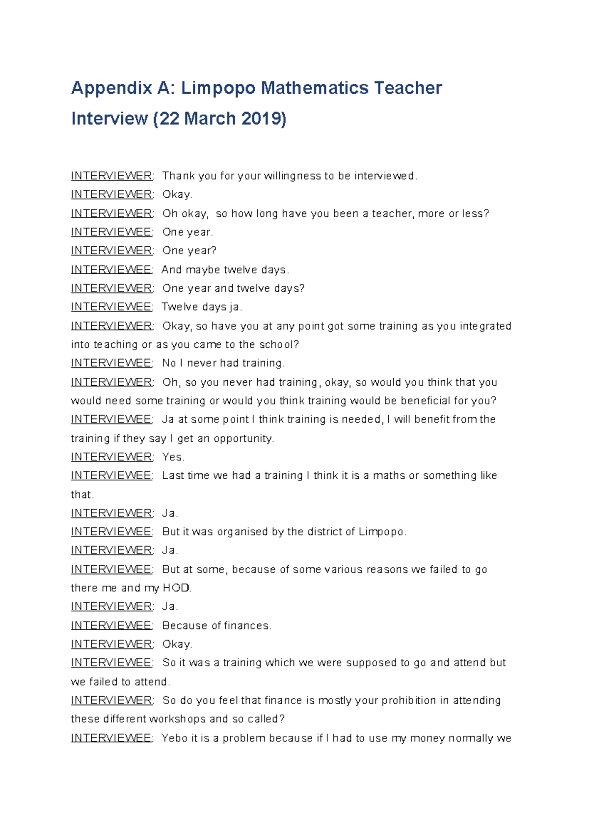 Appendix%20A%20-%20interview%20to%20analyse - Appendix A: Limpopo ...
