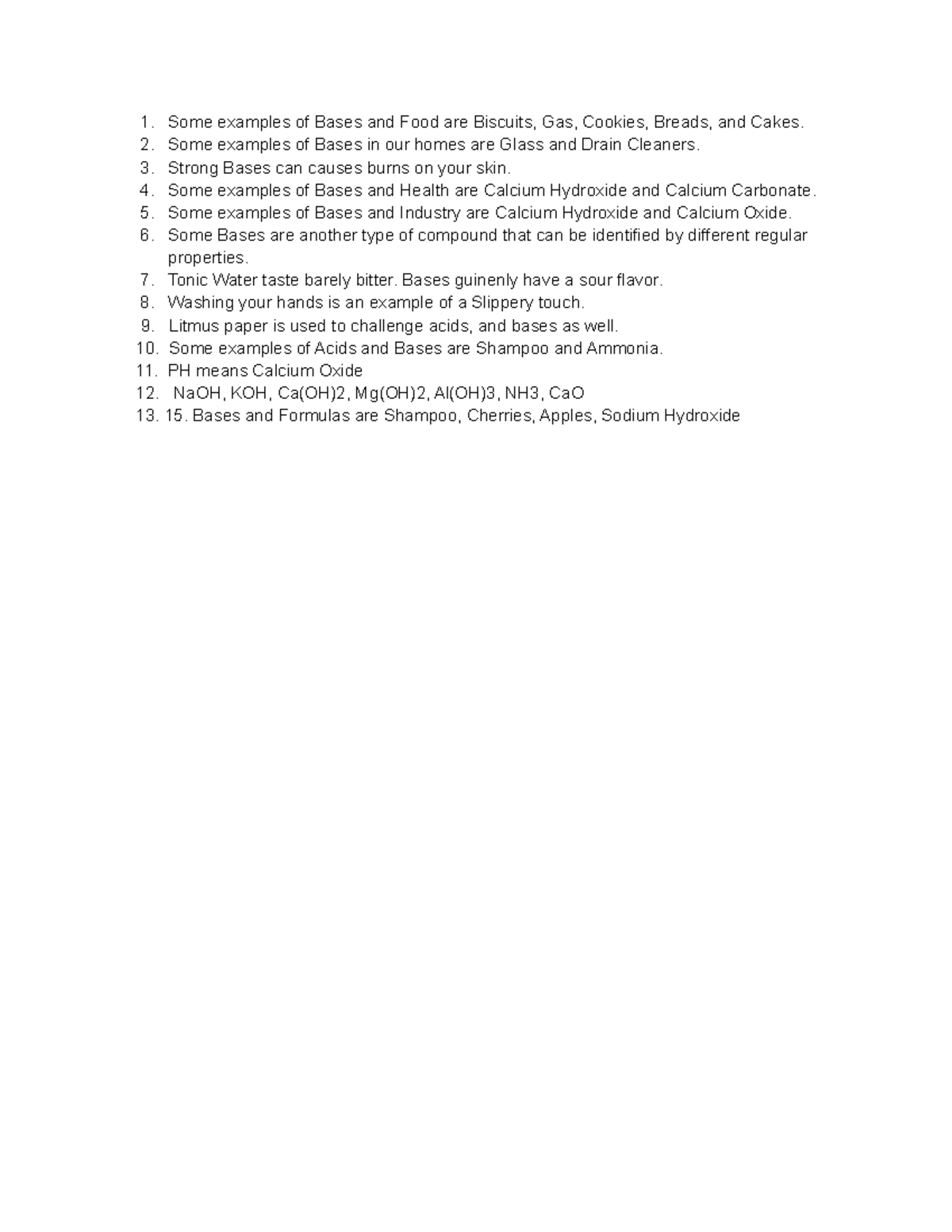Describing Acids and Bases p 94-95 - Some examples of Bases and Food ...
