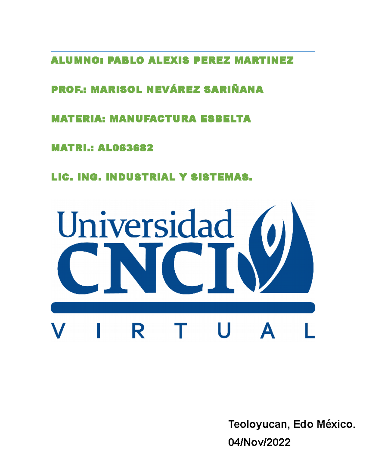 Entregable No1 - Universidad CNCI - ALUMNO: PABLO ALEXIS PEREZ MARTINEZ ...