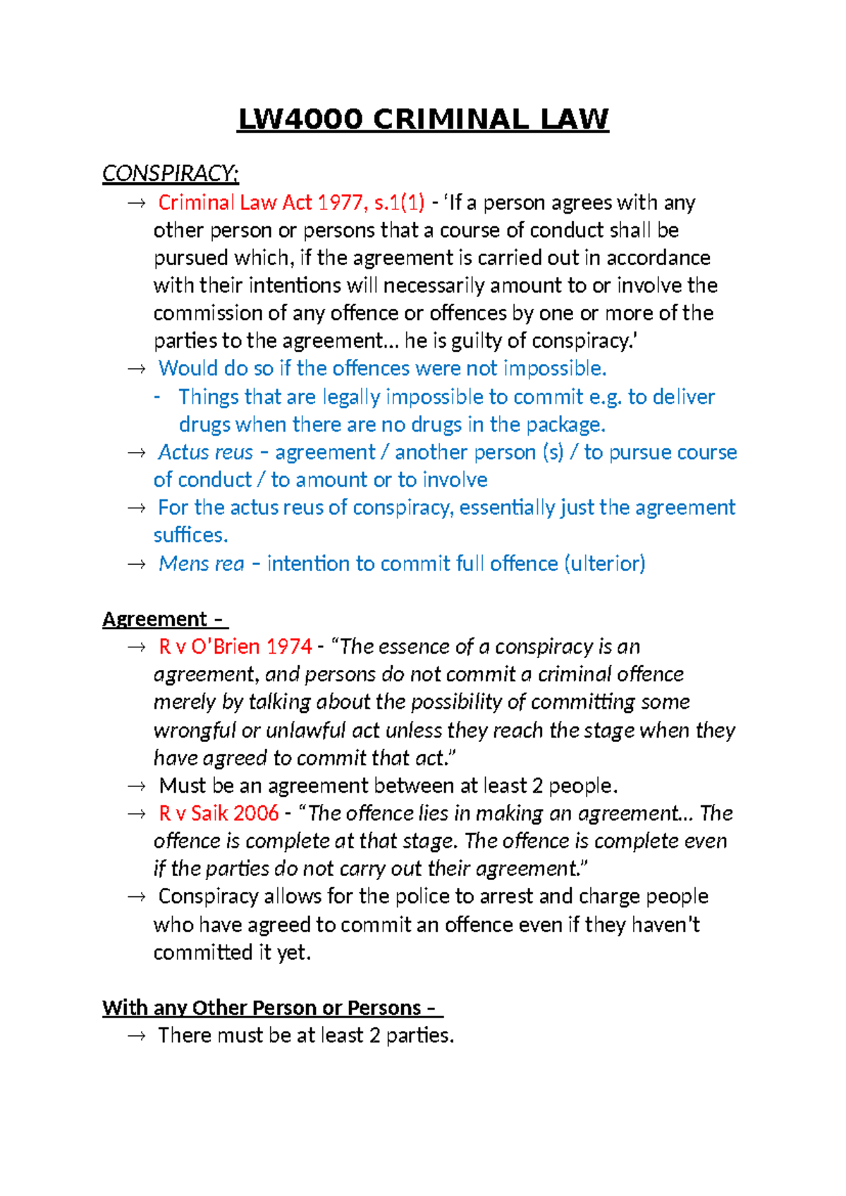 04.12.23 - conspiracy - LW4000 CRIMINAL LAW CONSPIRACY; Criminal Law ...
