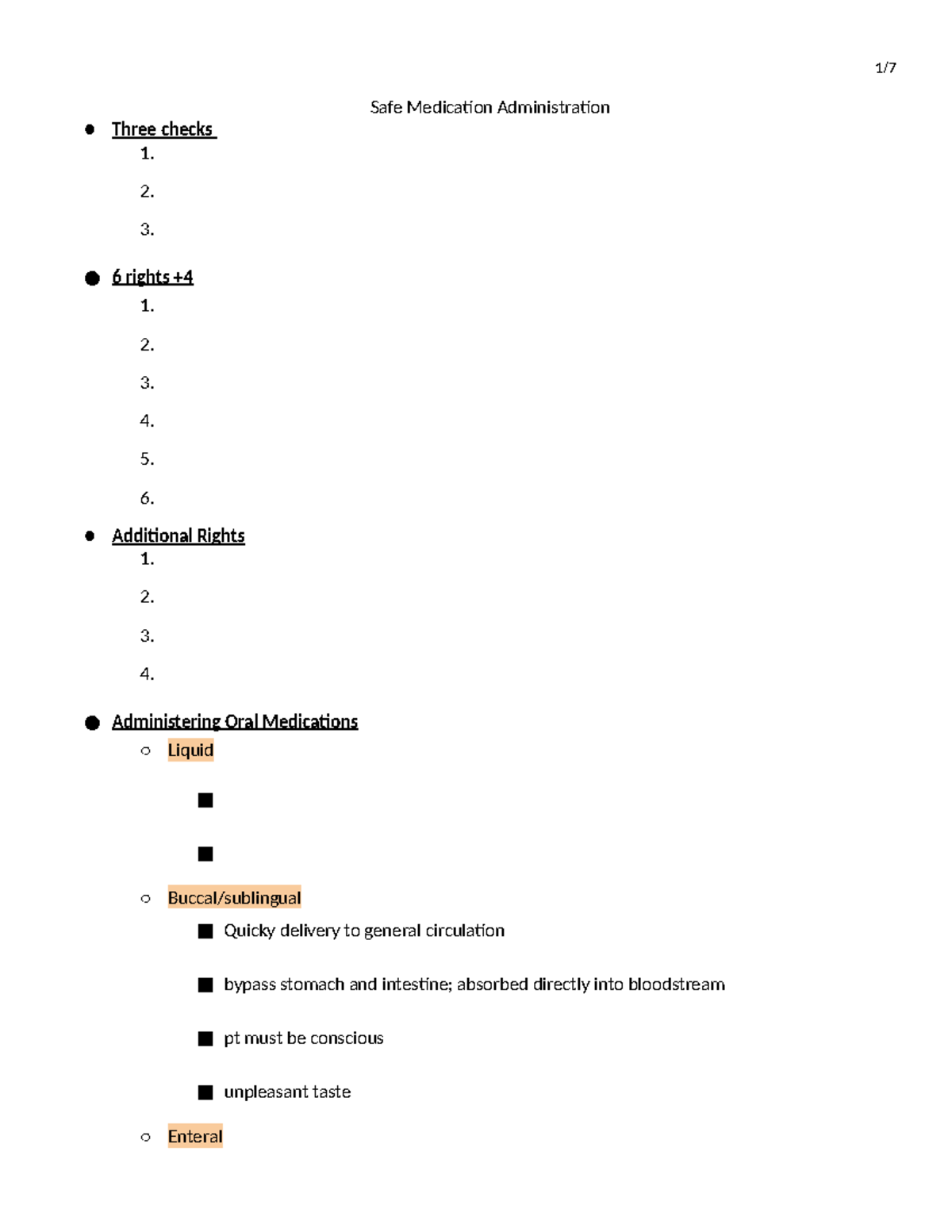 Medication Administration Outline - Safe Medication Administration ...