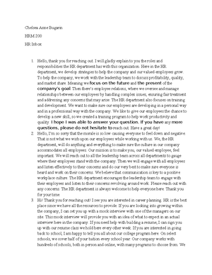 HRM 310 Assignment 6-2 - HRM 310 6-2 - Chelsea Anne Bugarin December 6, 2024 HRM 310 Response to ...