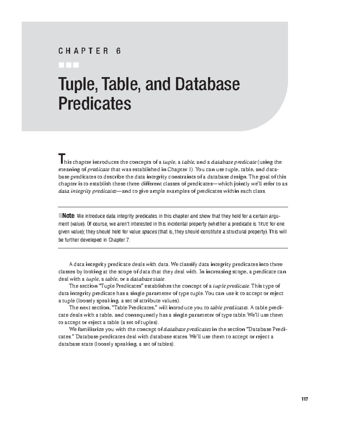Chapter 06 - Tuple, Table, and Database Predicates - 7451CH06 5/14/07 ...