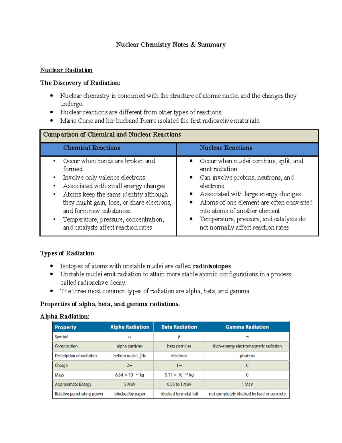 Nuclear Chemistry Notes & Summary - Nuclear Chemistry Notes & Summary ...