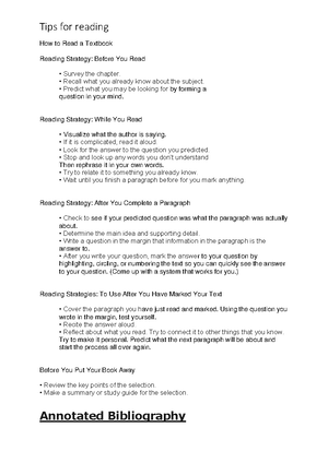 Tips for readong and analysis of bibliography - Tips for reading How to ...