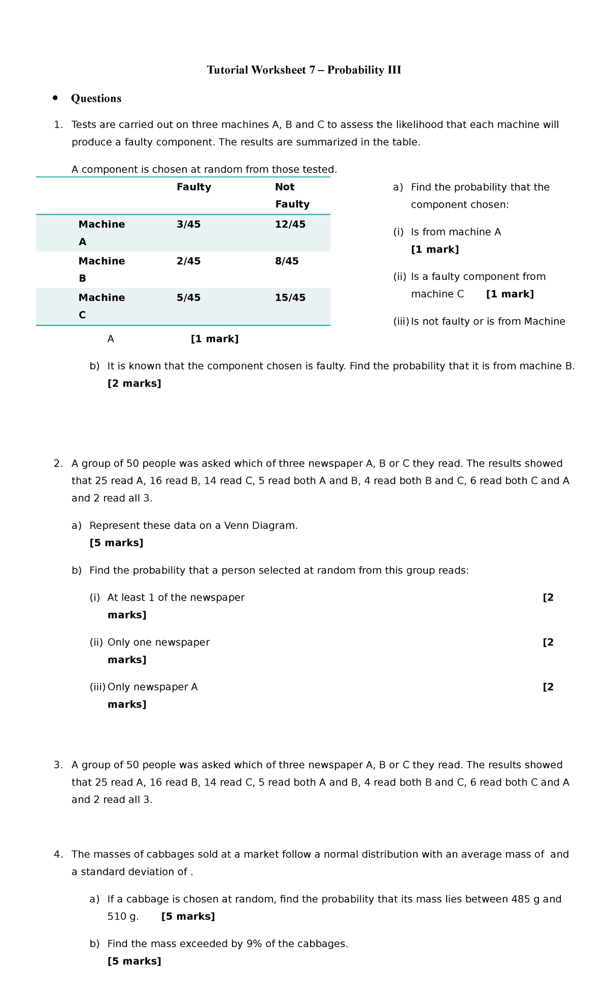 Tutorial Worksheet 7 - Practice questions to prepare for weekly quizzes - Tutorial Worksheet 7 ...