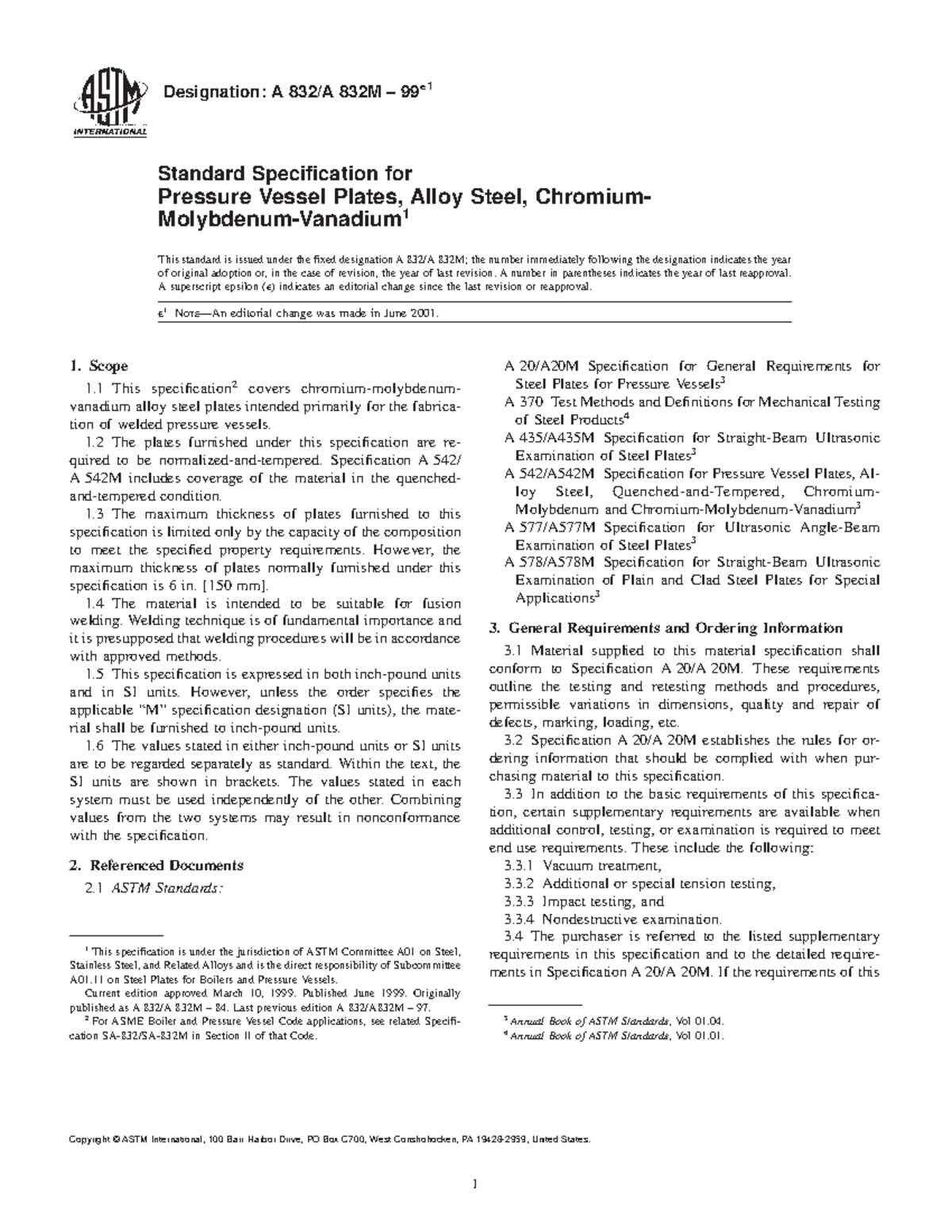 A-832 - ASTM A-832 - Designation: A 832/A 832M – 99e 1 Standard ...