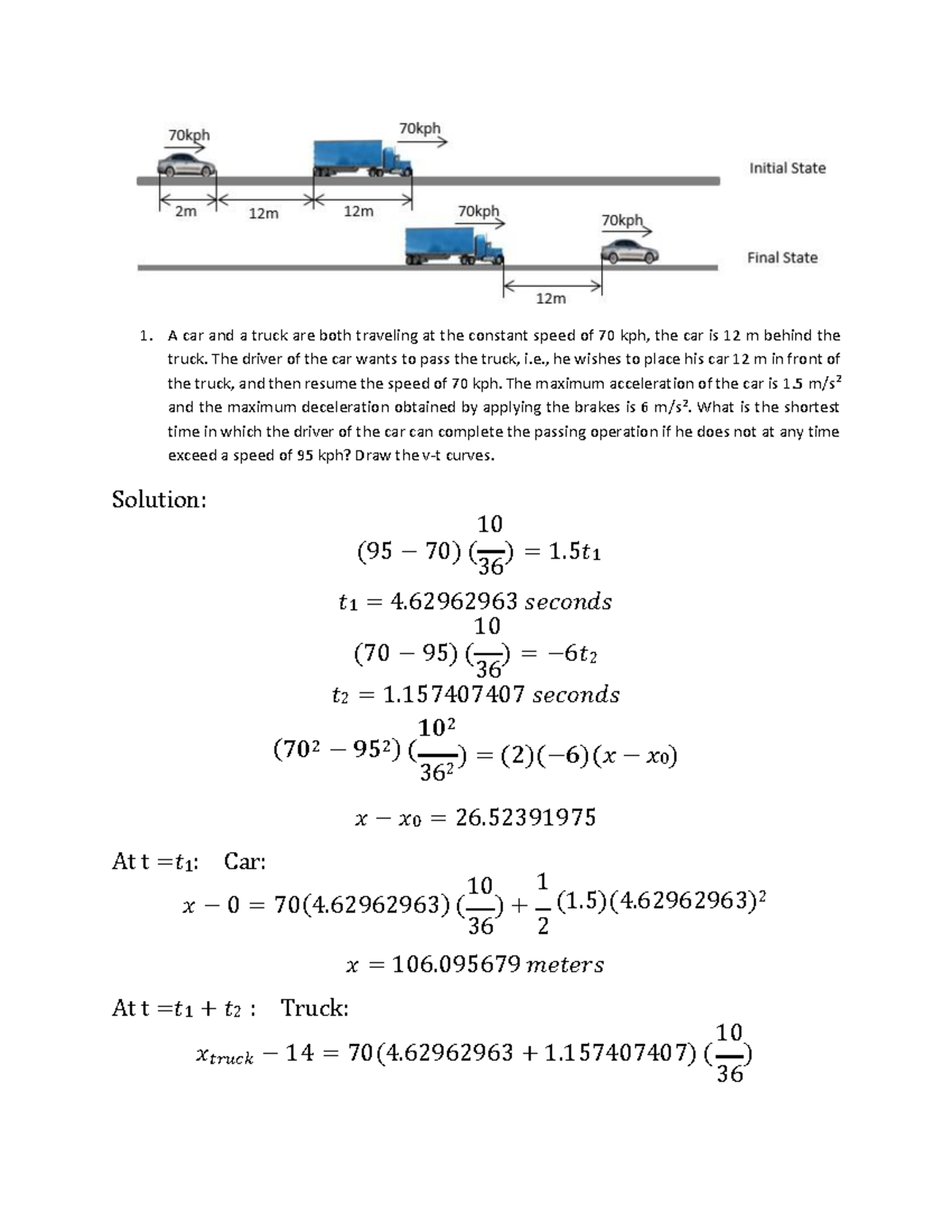 Dynamics-of-Rigid-Bodies problem 1 - A car and a truck are both ...