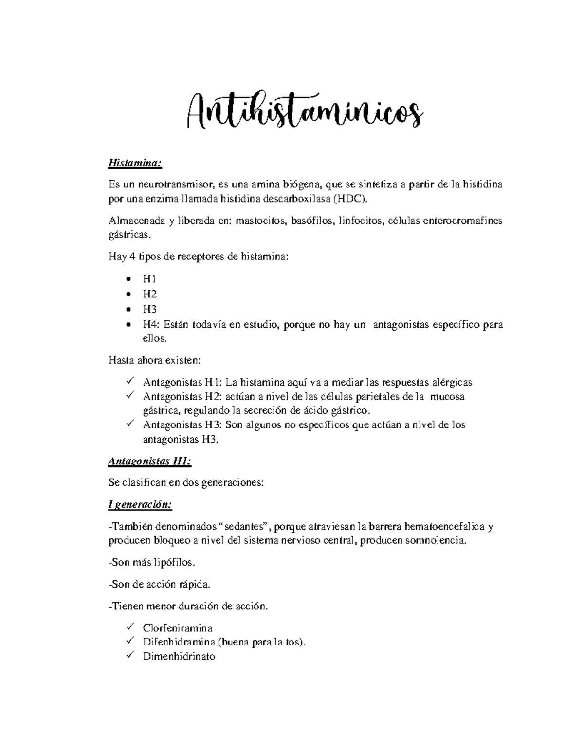 GUIA Antihistaminicos - AntihistamÌnicos Histamina: Es un neurotransmisor, es una amina biógena ...