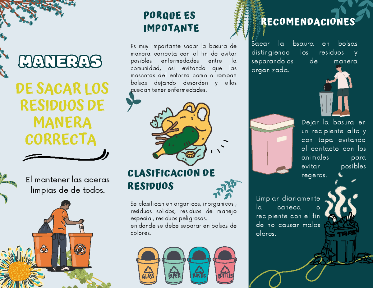 Folleto manera de sacar los residuos de manera correcta - Es muy importante sacar la basura de ...