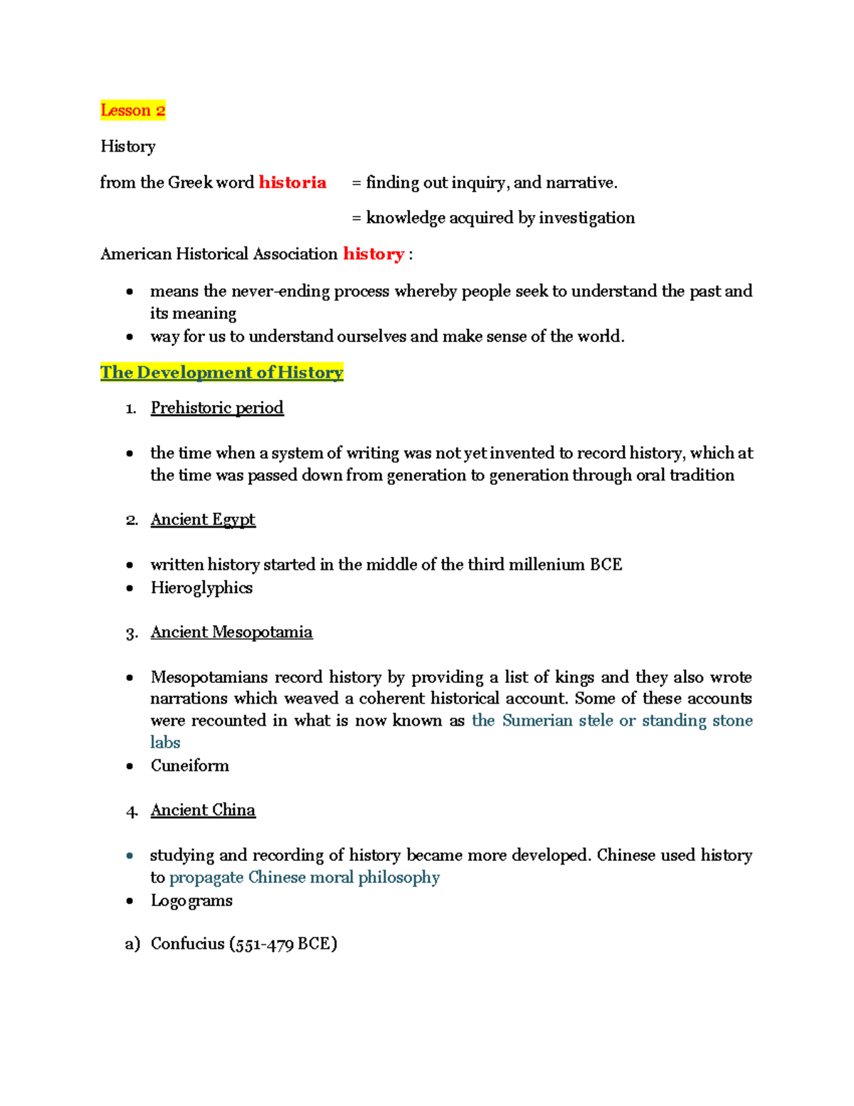 Lesson 2 History notes - AB Political Science - La Salle - Dasma - Studocu