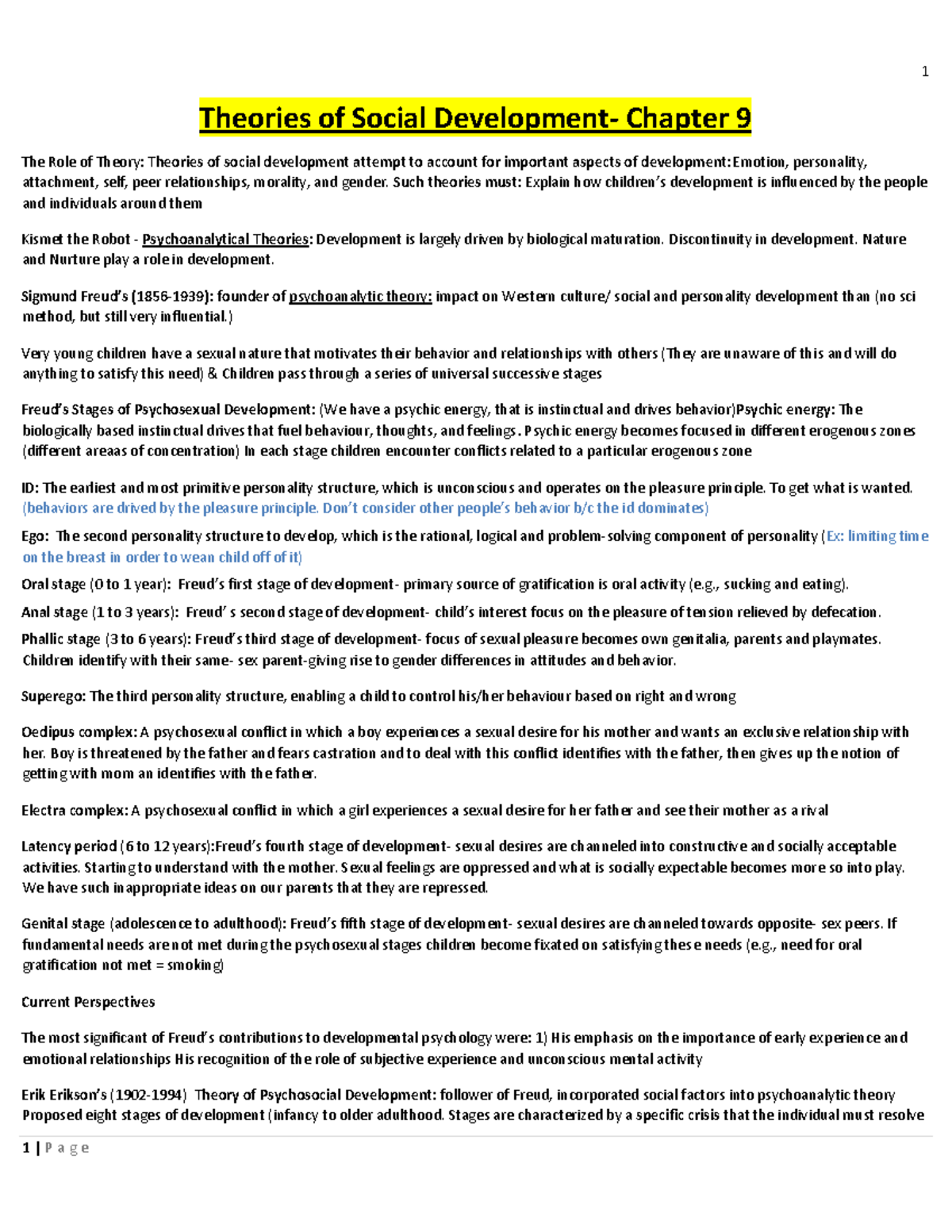 Theories of Social Development- Chapter 9 - Such theories must: Explain ...