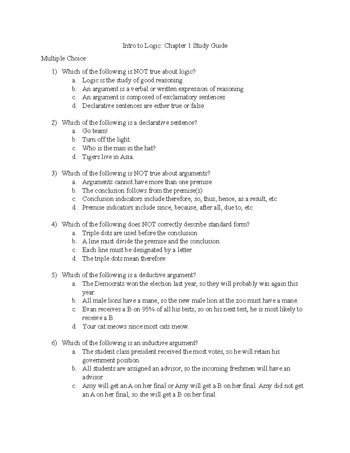 Logic Arguments, Validity, Soundness Study Guide - Intro to Logic ...