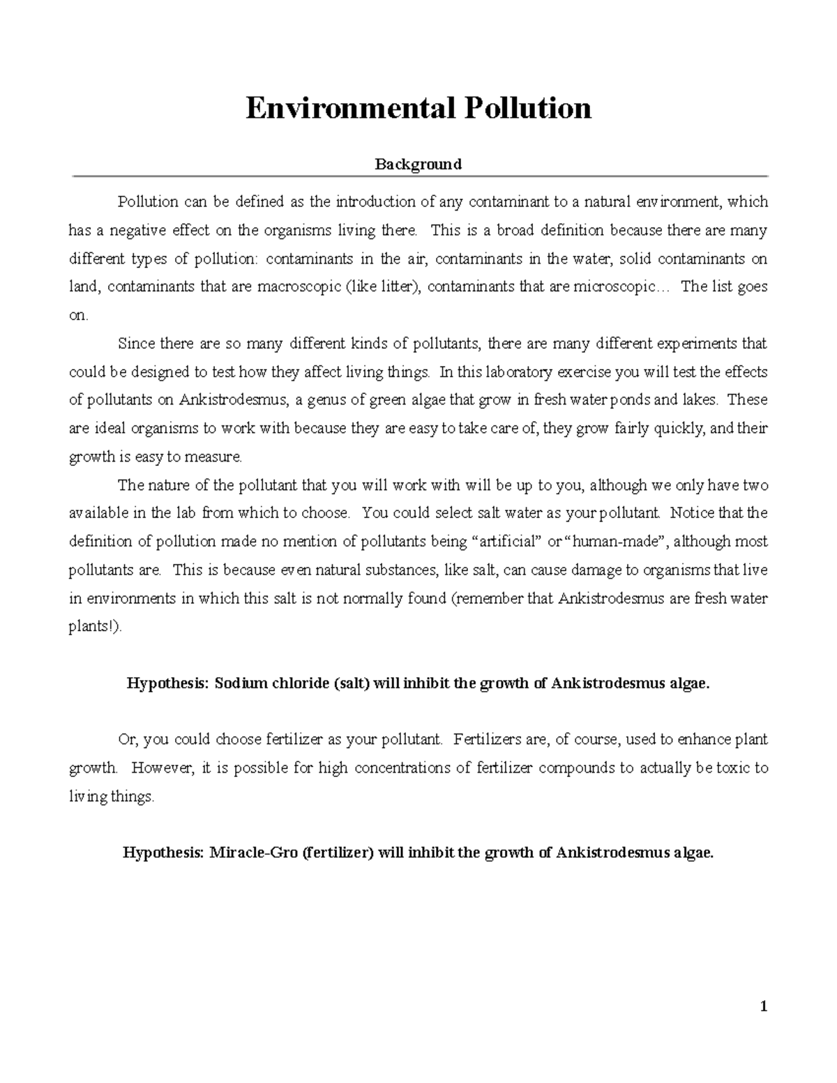9. Bacground Pre-Lab Lab Assignment Environmental Pollution Winter 23 ...