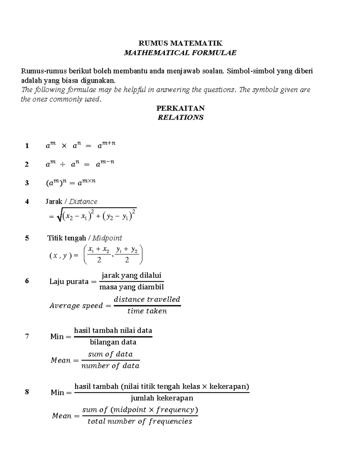 Rumus math pt3 bermula 2019 - RUMUS MATEMATIK MATHEMATICAL FORMULAE ...