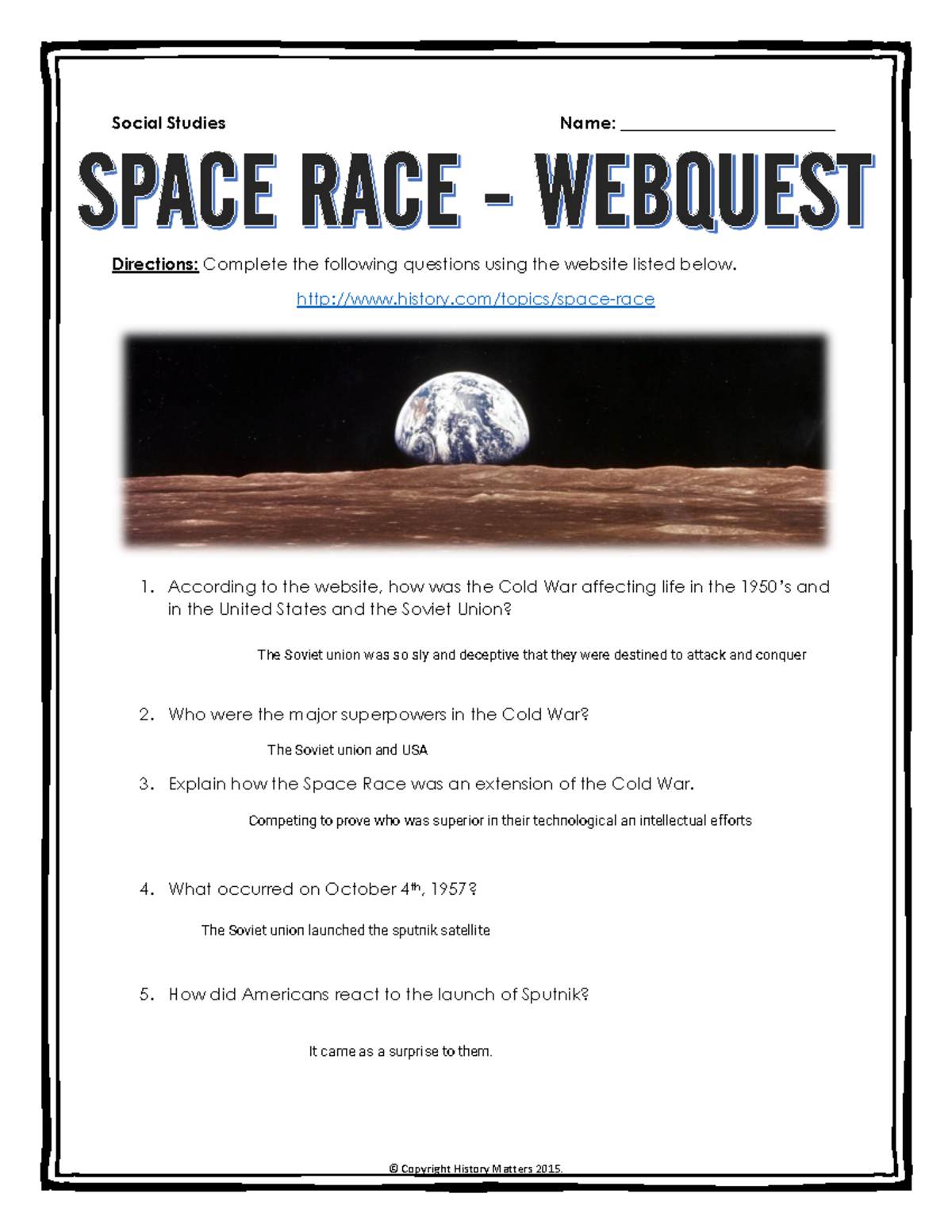 Jonah Maiorano - Cold War Space Race Webqueststudent - © Copyright ...