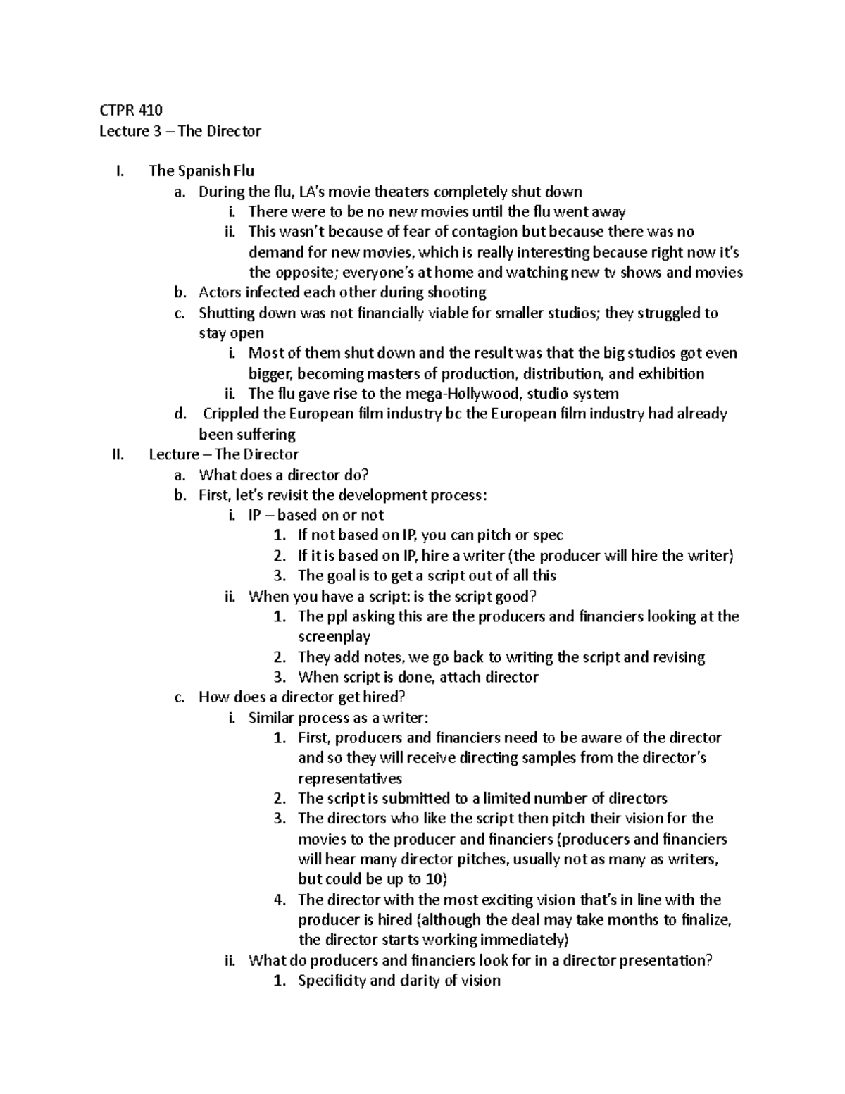 CTPR 410 Lecture 3 - The Director - CTPR 410 Lecture 3 – The Director I ...